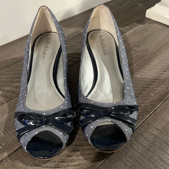Kelly & Katie | Shoes | Kelly Katie Blue Polka Dot Heels | Poshmark